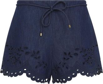 Zimmermann Short en jean Mahon Broderie - Femme - Shorts - Bleu - Taille: 38 FR