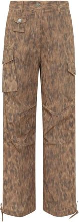 Ganni Femme, Pantalons, Jaune, Taille: 38 FR Pantalon Cargo en Coton Imprim&eacute;