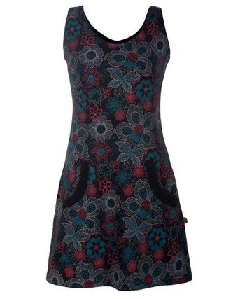 vishes Sommerkleid &Auml;rmelloses Blumenkleid aus Baumwolle bedruckt Hippie, Goa, Elfen Style