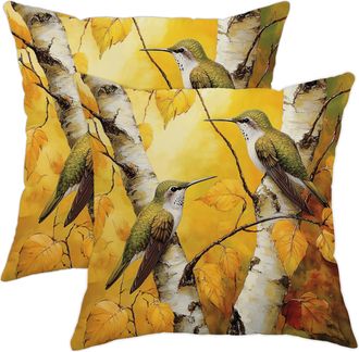 Generic Herbstkolibri Kissenh&uuml;lle Komfort Dekokissen Atmungsaktiv Kissenbezug F&uuml;r Schlafzimmer Bett Sofa 45X45Cm 2Er Set