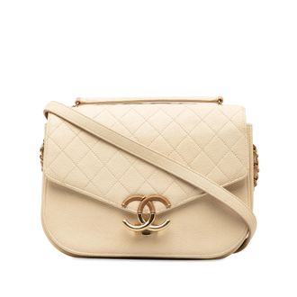 Chanel Beige Medium Caviar Cuba Top Handle Flap Bag