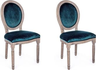 M&S Collection M&s - Lot de 2 chaises médaillon 48x46x96 cm naturel et bleu - medila