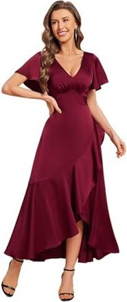 Ever-pretty Robe de Demoiselle dhonneur Femme Satin Sexy Dos Nu Bretelle Fine Noir 48