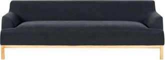 Beliani 3-Sitzer Sofa Schwarz Stoffbezug mit Armlehnen Niedriger R&uuml;ckenlehne Tiefer Sitzfl&auml;che Hohen Holzbeinen Skandi Wohnzimmer Ausstattung Stoffsofa