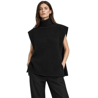 Max Mara Cashmere Wool Turtleneck Tank Top - Black