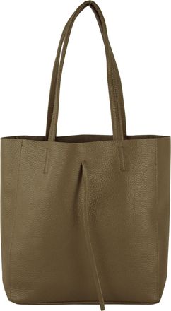 modamoda.de T253 - Ital. Henkeltasche mit Innentasche aus Leder, Farbe:Dunkeltaupe