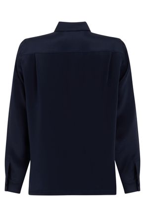Max Mara Womens Long-Sleeve Silk Shirt Dark Blue