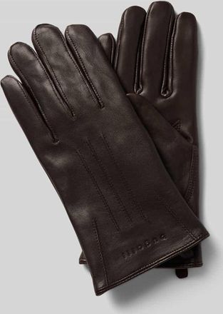 Bugatti Handschuhe aus echtem Leder mit Label-Detail
