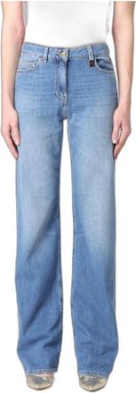 Elisabetta Franchi Jean Palazzo avec d&eacute;tail logo - Femme - Jeans - Bleu - Taille: W29