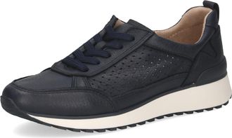 Caprice Damen Sneaker flach aus Leder mit Schnürsenkeln, Blau (Ocean Deer), 41 EU