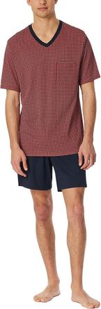 Schiesser Herren Schlafanzug kurz V-Ausschnitt-Comfort Nightwear Pyjamaset, Chilli rot_181161, 52