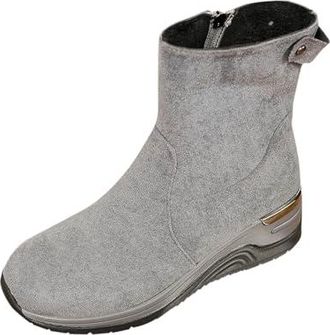 Generic Bottines pour femme &agrave; talon compens&eacute; - Style d&eacute;contract&eacute; - En daim synth&eacute;tique - Couleur unie - &Eacute;l&eacute;gantes - Antid&eacute;rapantes - Fermeture &eacute;clair lat&eacute;rale