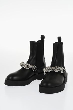 Jil Sander Chelsea-Stiefel aus Leder mit Kettendetail Jil Sander