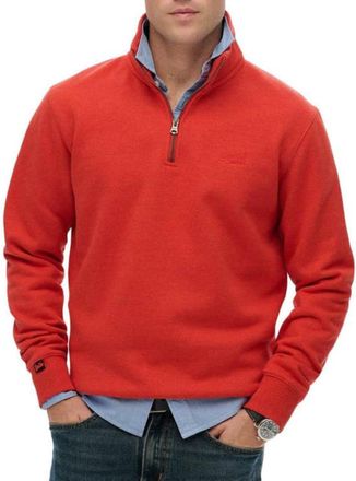 Superdry Herren Essential Sweatshirt mit halblangem Rei&szlig;verschluss und Logo Zinnoberorange Meliert XXL