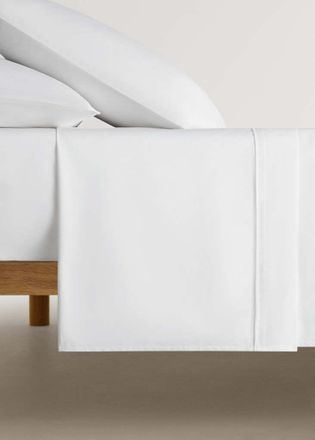 Mango Drap plat percale de coton 500 fils d&eacute;tail passepoil&eacute; arrondi lit 180/200 cm blanc - Home - Lit 180/200 cm - MANGO HOME