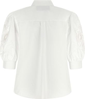 Valentino Garavani Macram&eacute; Puff-Sleeve Blouse - white