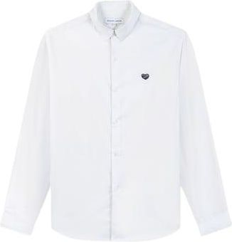 Maison Labiche Chemise droite col classique en coton m&eacute;lang&eacute;