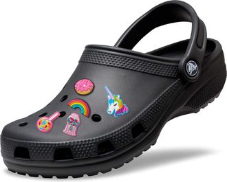 Crocs Unisex Classic Clog,Black,51/52 EU + Unisex-Erwachsene 5-Pack Shoe Charms Her | Jibbitz for Schuhanhnger, Alles sch&ouml;n, Small