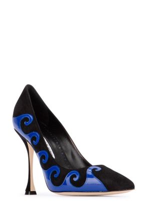 Manolo Blahnik Womens Scarpe Con Tacco Blckbblu Suede High Heel Shoes