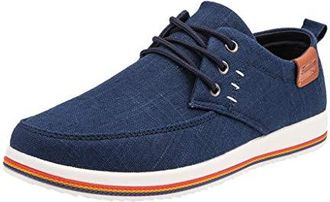 Generic Chaussures de sport en toile pour homme - Extra larges - Chaussures d&eacute;t&eacute; &agrave; lacets - Chaussures de marche &agrave; fond plat - Baskets basses d&eacute;contract&eacute;es re