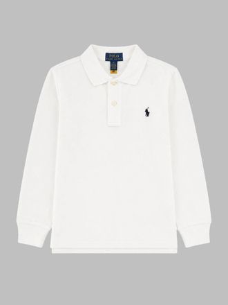 Polo Ralph Lauren Long-Sleeved Knit Cotton Polo Shirt - White