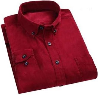 Generic Chemise en velours c&ocirc;tel&eacute; &agrave; manches longues en coton pour homme, coupe r&eacute;guli&egrave;re, douce et confortable, 6, XXL