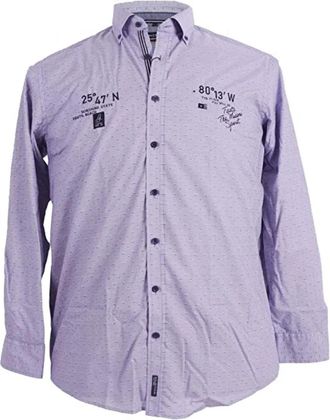 Casamoda Lang&auml;rmeliges Freizeit-Hemd - - Shirts - Herren - Lila - 2XL