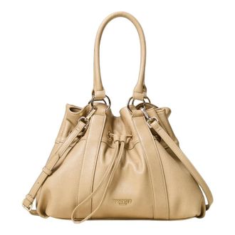 Twinset Shopper mit Hammerschlag-Textur und Kordelzug - - Bags - Damen - Beige - ONE SIZE