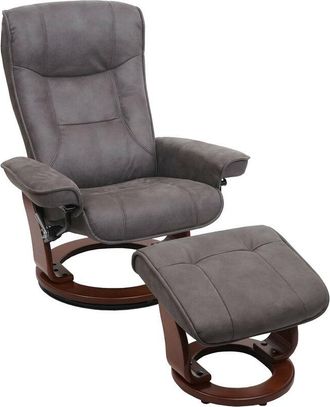 Hhg Mca Relaxsessel Halifax, Fernsehsessel Hocker, Stoff/Textil 130kg belastbar dunkelgrau, walnussfarben