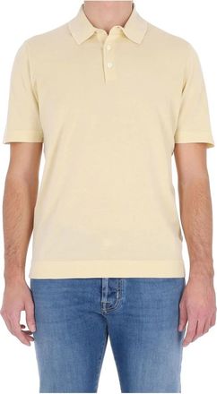 Drumohr Homme, Tops, Jaune, Taille: 2XL Polo en coton &agrave; manches courtes