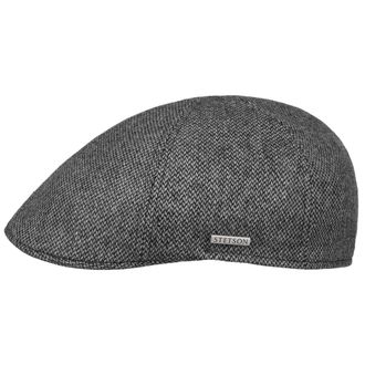 Stetson Texas Fine Herringbone Flatcap Schirmmütze Schiebermütze Herren - Made in the EU mit Schirm, Futter, Futter Herbst-Winter - XXL (62-63 cm) anthrazit-g
