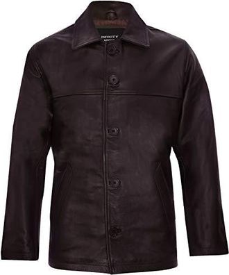 Infinity Leather Veste Motard Marrone100% Cuir pour Homme Ancien Retro Casual Zipp&eacute;e Courses XL
