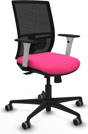 Piqueras y Crespo Schreibtischstuhl mit Rollen in Rosa, mit wei&szlig;en und schwarzen Armlehnen, h&ouml;henverstellbare Lendenwirbelst&uuml;tze, ausgestattet mit Syncro/Traslack und S