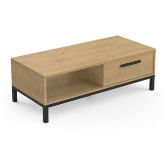 Calicosy Calicosy - Table basse 1 tiroir / 1 niche - craft - Rectangulaire - Chene Hamilton / Noir - 110,4 x 50 x 36,9 cm - demeyre