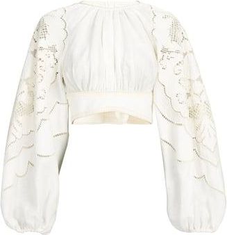 Zimmermann Top brod&eacute; &agrave; col rond en lin