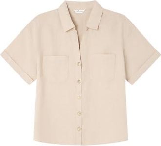 Springfield 7.Gym.Camisa Lino Polera Botones Chemise, Imprimé Toasted, 34 Femme