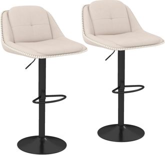 Giantex Barhocker 2er Set, Barstuhl H&ouml;henverstellbar & 360&deg; Drehbar, K&uuml;chenhocker ergonomisch mit Fu&szlig;st&uuml;tze & R&uuml;ckenlehne, Drehstuhl K&uuml;chenstuhl mit gepolster