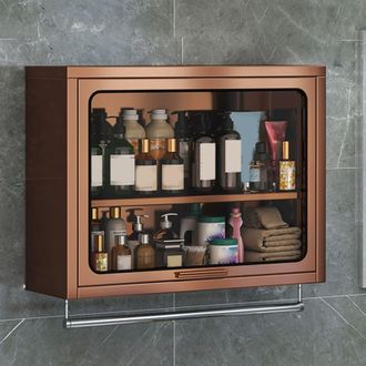 Generic Metallschrank Wandschrank Edelstahl Tür Nach Oben Öffnend Mit Kleiderstange Am Boden Geschlossener Stauraum for Wohnzimmer, Küchen Und Badezimmer Häng