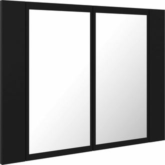 tidyard LED-Bad-Spiegelschrank mit RGB-Leuchte Badezimmerschrank Badschrank H&auml;ngeschrank Wandschrank Spanplatte Schwarz 60x12x45 cm