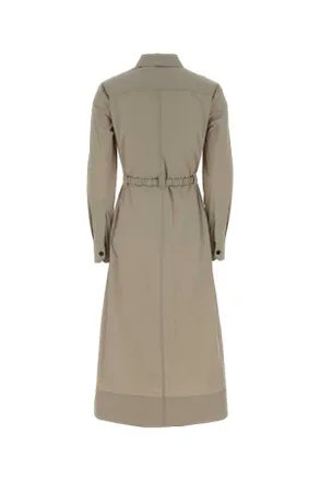 Tory Burch Womens Cappuccino Stretch Poplin Shirt Dress Kaki Exterior: Cotton Elastane Abiti