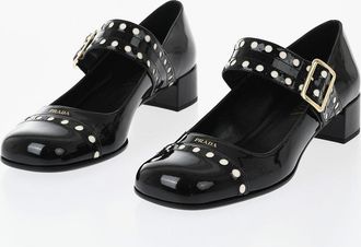 Prada Patent Mary Jane pumps with brogue details 4cm Prada