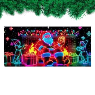 Generico Garagentorabdeckung f&uuml;r Weihnachtsmann, fluoreszierende UV-Dekoration, 33 x 182 cm, Urlaubshintergrund f&uuml;r Garagentor, Hausbesitzer, Enthusiasten D