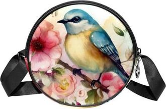 Generic Petit sac &agrave; bandouli&egrave;re circulaire pour femme, sac &agrave; bandouli&egrave;re avec fermeture &eacute;clair et bretelles r&eacute;glables style d&eacute;contract&eacute; pour femmes et filles