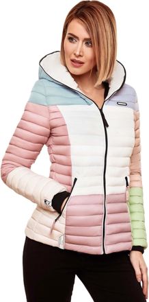 Navahoo Damen Jacke Steppjacke &Uuml;bergangsjacke gesteppt Colour Blocking B841 [B841-Multikulti-Pastell-Gr.XS]