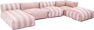 Oviala Salon de jardin modulable ray&eacute; 5 places rose poudr&eacute; - Mixi