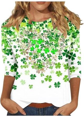 Generic T-shirt &agrave; manches courtes &eacute;l&eacute;gant et d&eacute;contract&eacute; avec imprim&eacute; graphique pour la Saint Patrick, parfait pour les vacances et la vie quotidienne., vert,