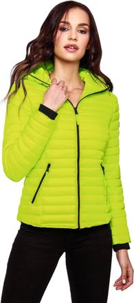 Navahoo Damen Übergangs Stepp Jacke mit Kapuze B348 [B348-Kimuk-Neon-Grün-Gr.M]