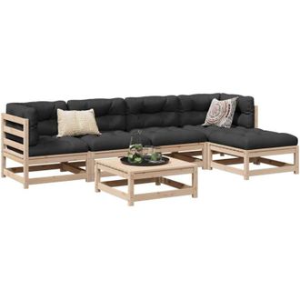 vidaXL Salon de jardin 6 pcs avec coussins bois de pin massif vidaXL