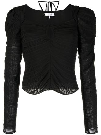 Frame Denim haut fronc&eacute; &agrave; col nou&eacute; - Noir