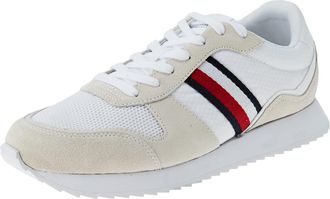 Tommy Hilfiger Herren Runner Sneaker Runner Evo Mix Sportschuhe, Weiß (White), 40